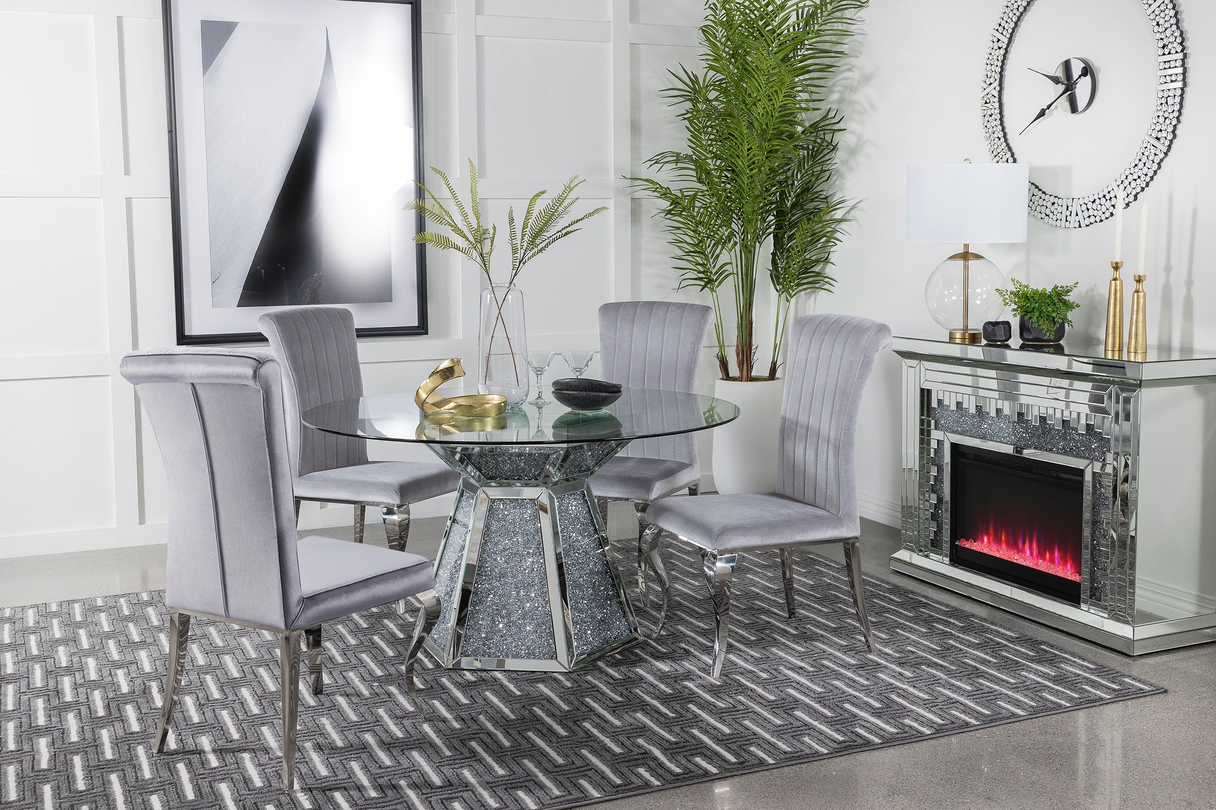 Mirrored dining room set store